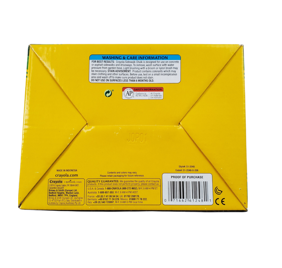 Crayola Washable Sidewalk Chalk 48 Assorted Bright Bold Crayola Colors ...