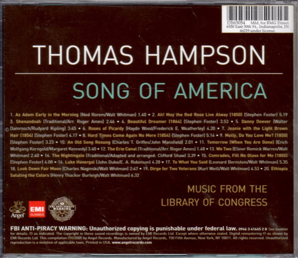 Thomas Hampson - Song Of America: Music From The Library Of Congress ...