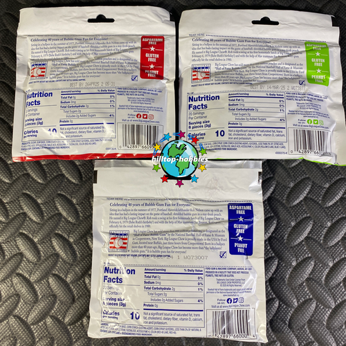 5-PACK LOT OF BIG LEAGUE CHEW SHREDDED BUBBLE GUM ORIGINAL/GRAPE/APPLE ...