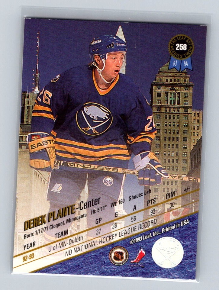1993-94 Leaf #258 Derek Plante RC Buffalo Sabres | eBay