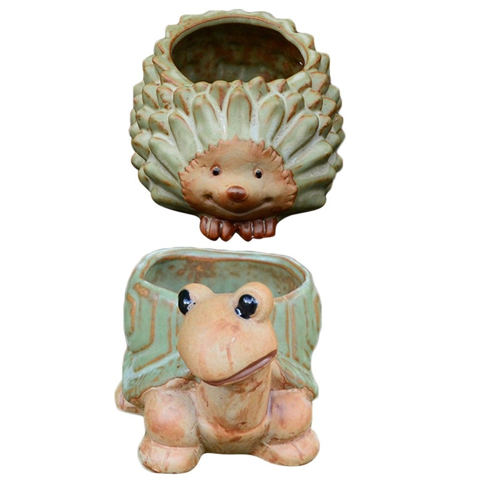 2 Pcs Ceramic Flower Pot Vasi Piante Grasse Carini Fioriera D'epoca | eBay