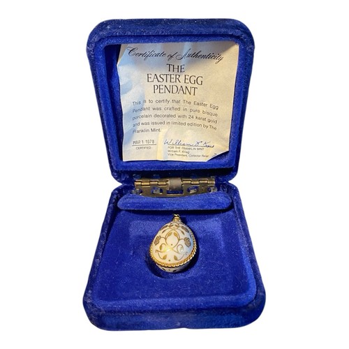 1978 Franklin Mint Easter Egg Pendant Porcelain Bisque 24kt Gold ...