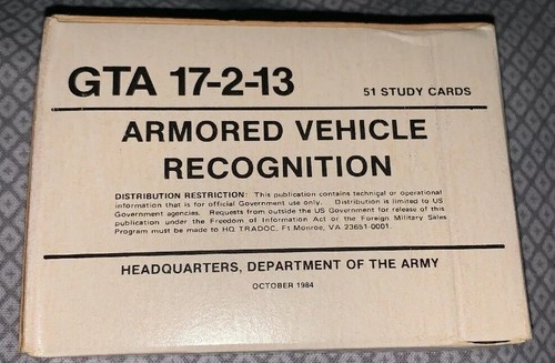 US Army Graphic Training Aid GTA 17-2-13 Armored Vehicle Recognition ...