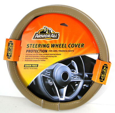 Armor All PremiumSoft Touch Sport Steering Wheel Cover TAN w/Silver 14. ...