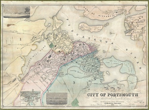 1850 Henry Walling Wall Map of Portsmouth, New Hampshire | eBay