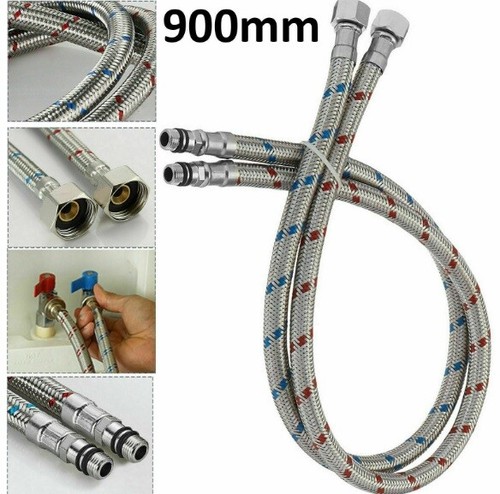 BASIN HOSE PIPE SINK FLEXIBLE MIXER TAP CONNECTORS 900MM PIPES TAIL ...