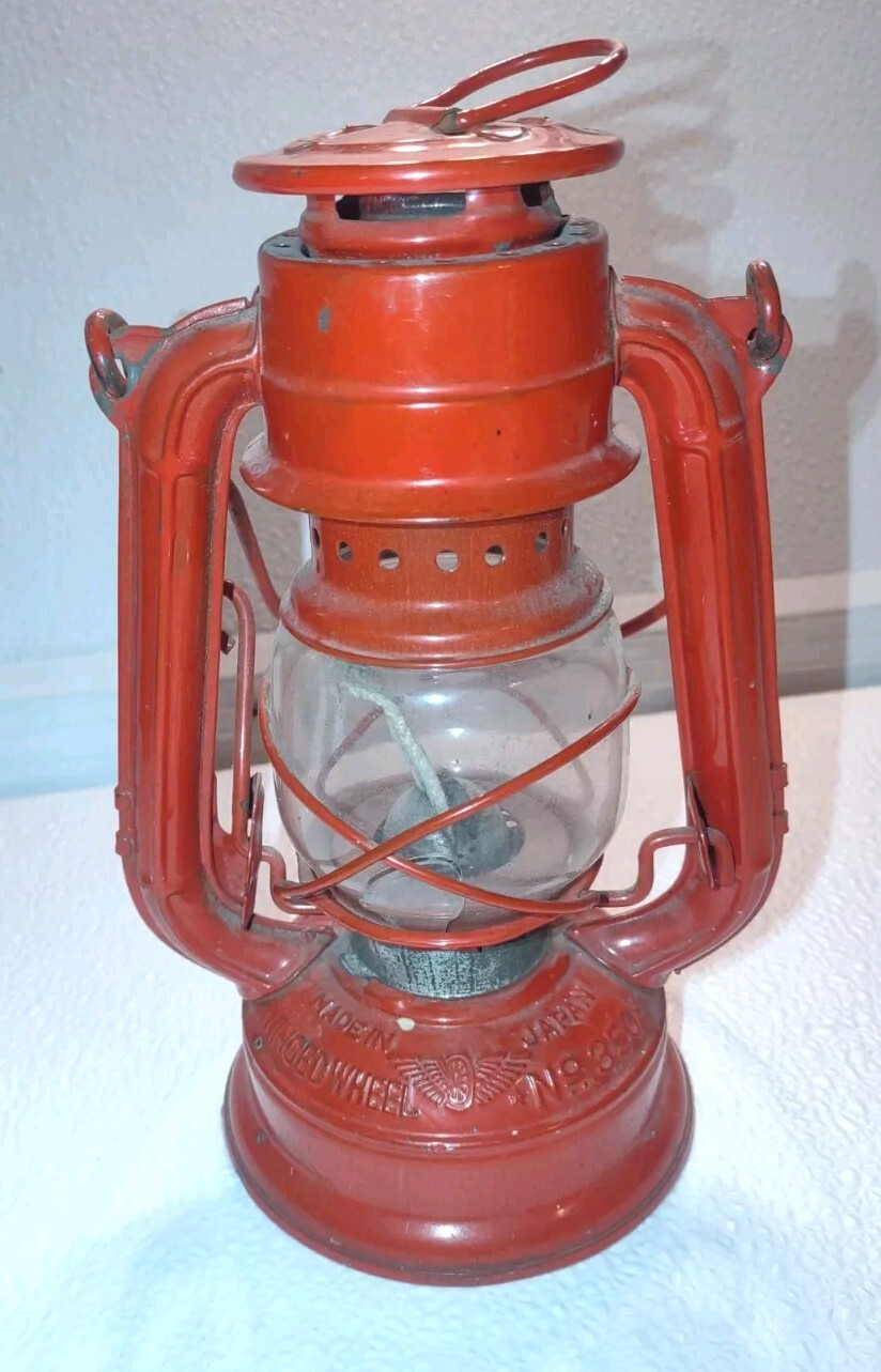 VTG Red Winged Wheel Lantern. #350 Made in Japan. 7” height UNFIRED | eBay