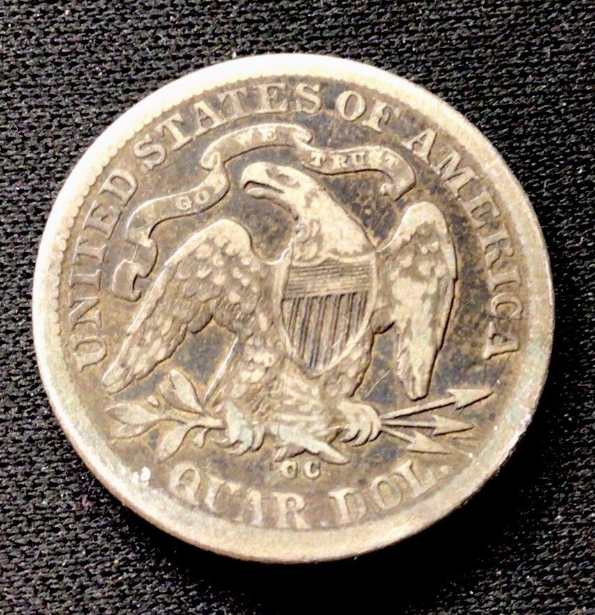 1876 CC Seated Liberty Quarter Dollar VF! Split Planchet! Clam Shell ...