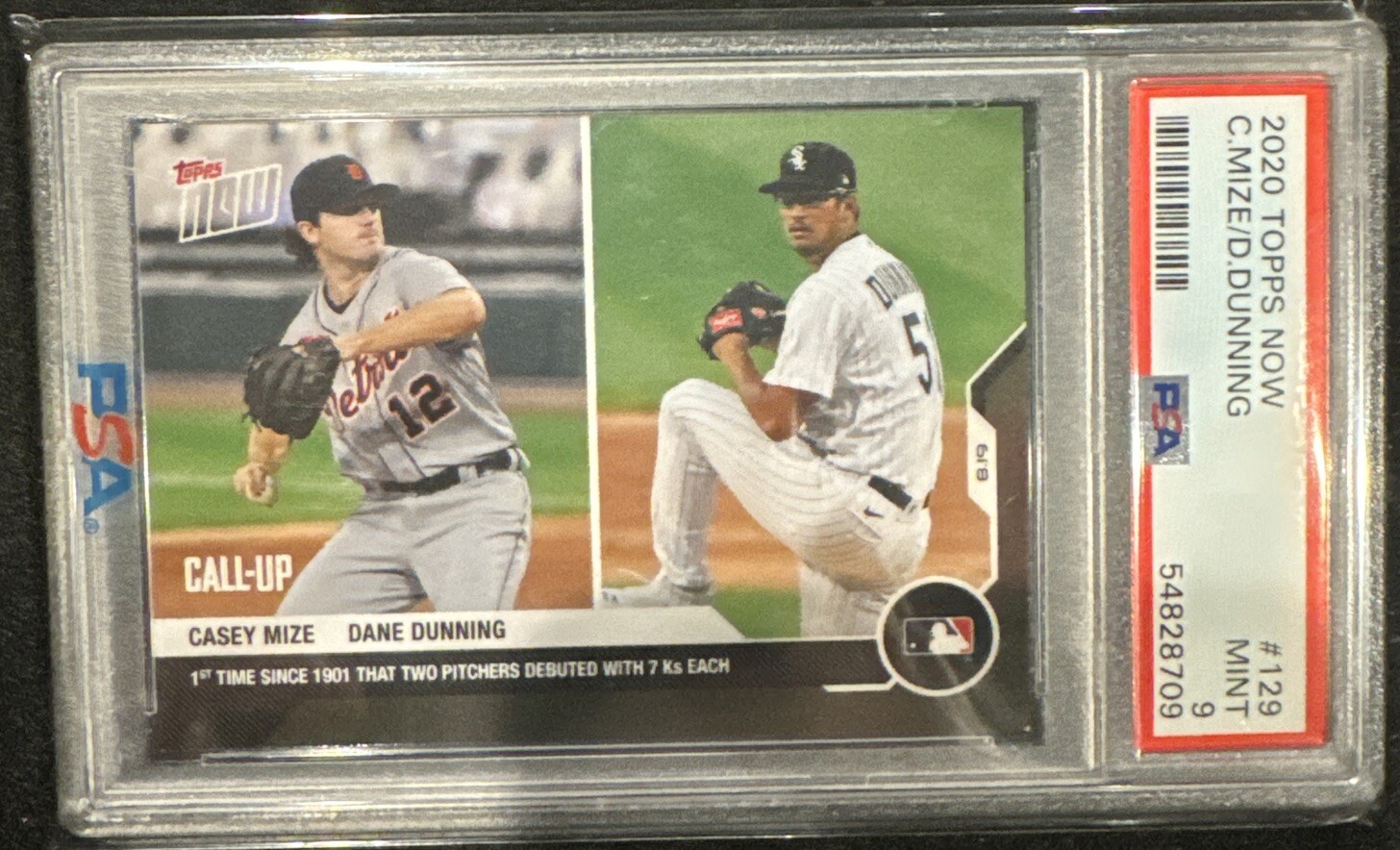 2020 Topps Now 129 Casey Mize / Dane Dunning PSA Mint 9 Detroit-White ...