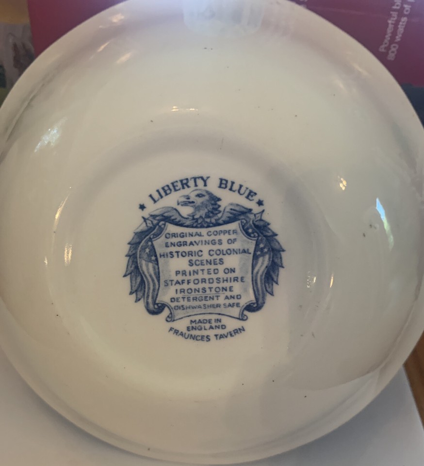 Liberty Blue 8" Round Vegetable Bowl. Fraunces Tavern. Staffordshire ...