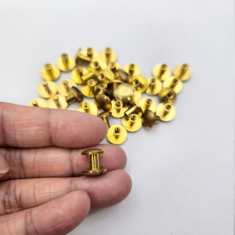 6mm DIY Solid Brass Leather Belt Wallet Chicago Screw Nail Stud Bind ...