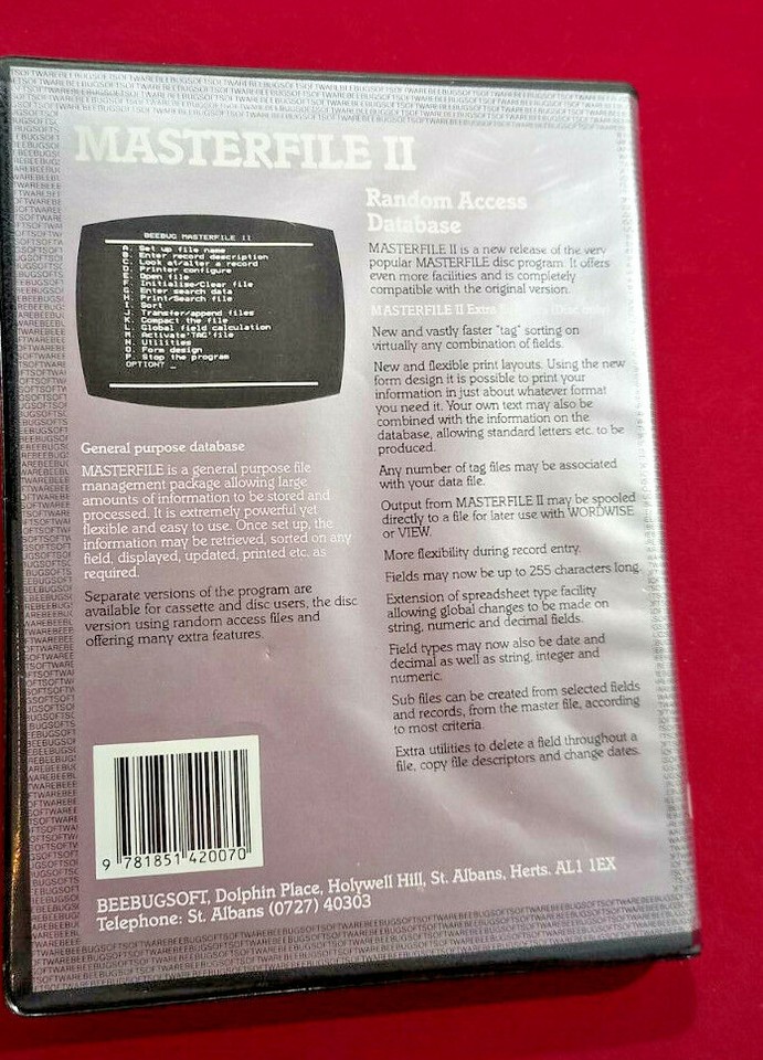 New Masterfile II Random Access Database for the Acorn BBC b b+ ...