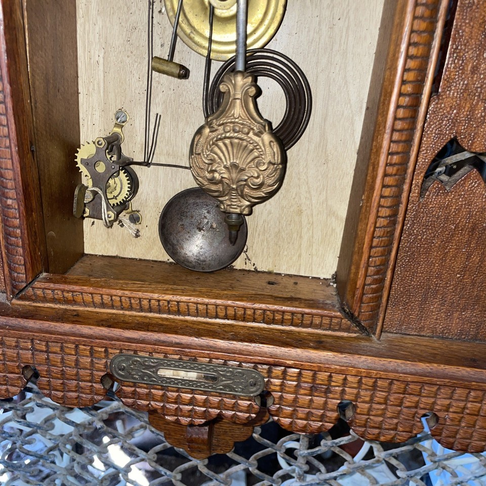 Rare 1897 Antique Wood Clock with alarm Made Ingram Co. Bristol Conn ...