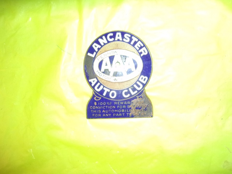 LANCASTER "AAA" AUTO CLUB "MOTOR FEDERATION" $100 REWARD LICENSE PLATE ...