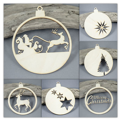 10cm Baubles Christmas Tree Decoration MDF Birch Plywood Laser Cut ...