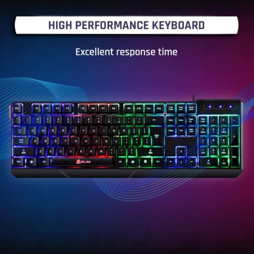 KLIM Chroma Wired Gaming Keyboard, USB, Quiet, RGB Backlit, PC, MAC ...