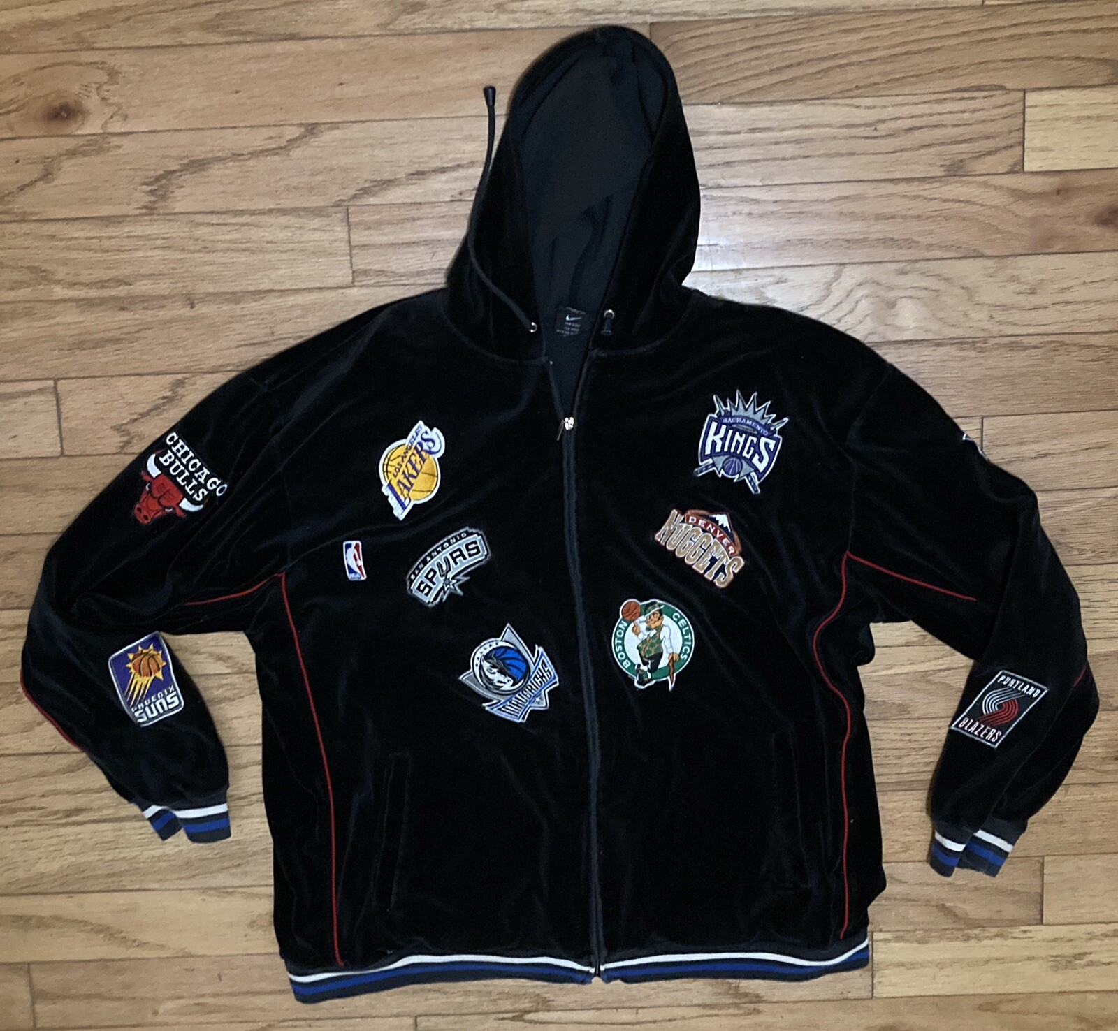 VTG Nike Team Velour Track Jacket NBA Team Patches Al… - Gem