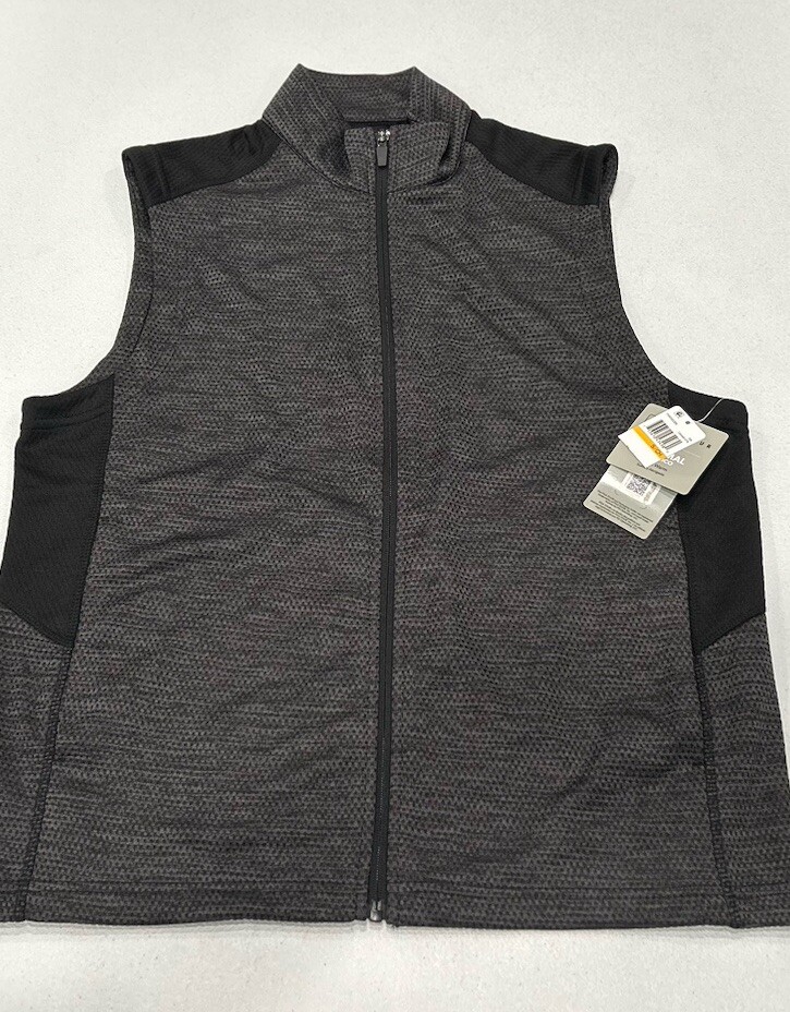 PGA Tour Men's Full-Zip Stretch Sleeveless Vest, Caviar Heather, Size S ...