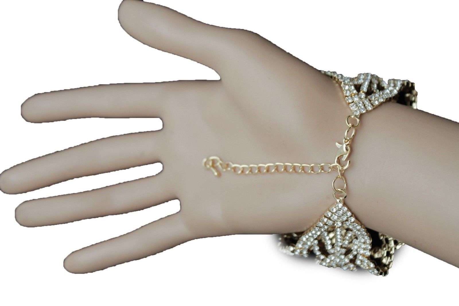 Women Fashion Jewelry Gold Metal Lace Chains Bracelet Net Wedding Bride ...