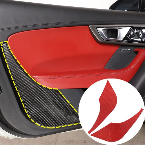 Red Carbon Car Inner Door Center Panel Decorate Trim For Jaguar F-TYPE ...