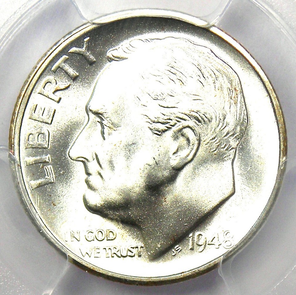 1948-S Roosevelt Dime 10C Coin - Certified PCGS MS68 FB - $3,250 Value ...