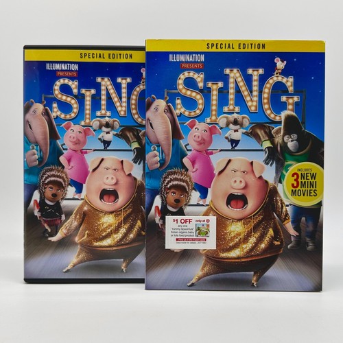 Sing DVD w/ Rare Embossed Slipcover Special Edition Illumination 2017 ...