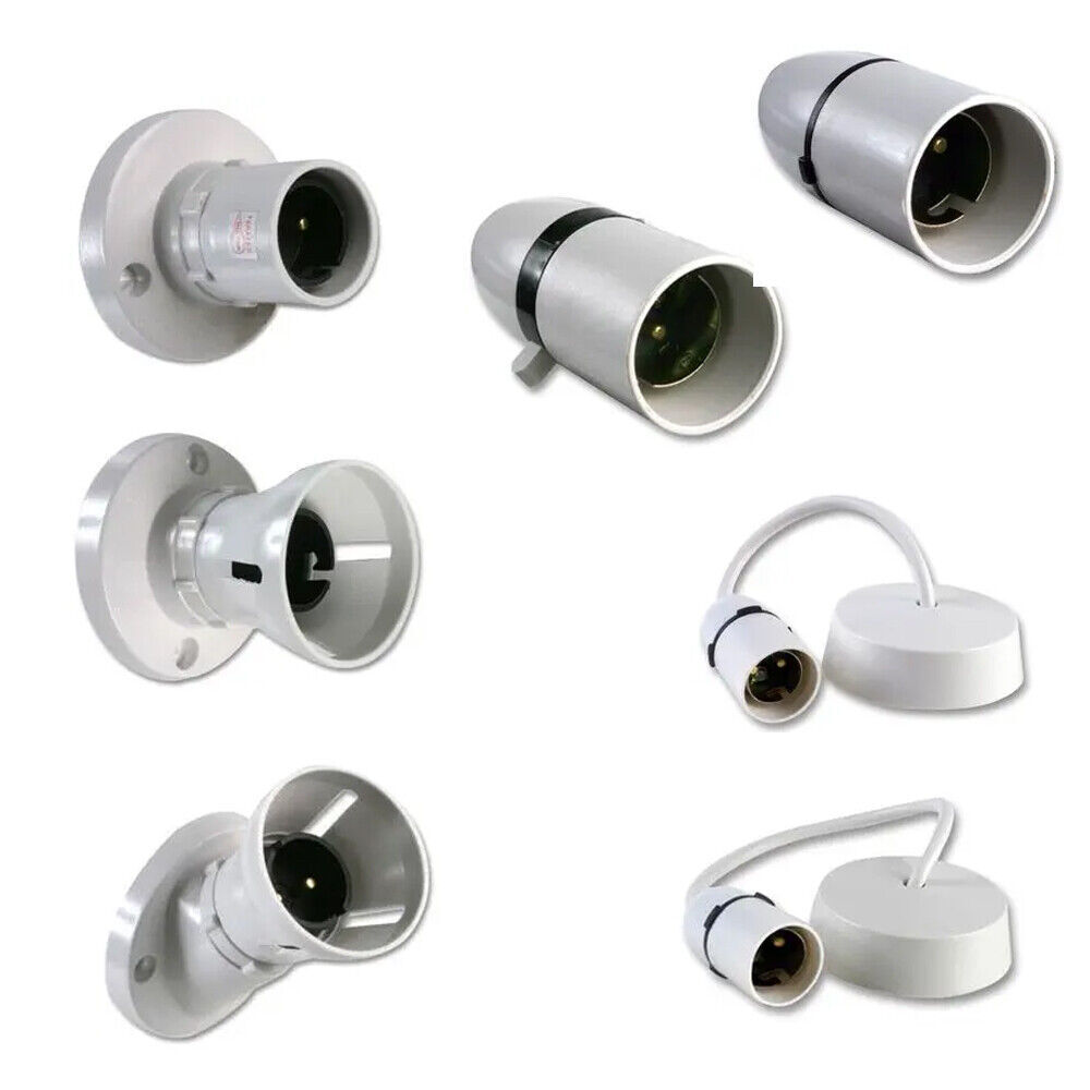 Bayonet Batten White Ceiling Lamp holder BC B22 Lamp Fitting Light Bulb ...