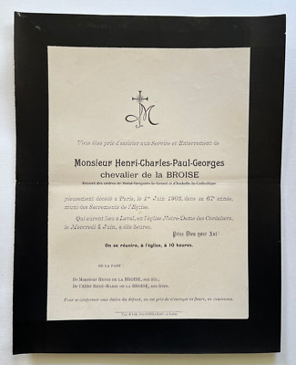 Henri Of La Broise Laval Faire Part 1902 | eBay