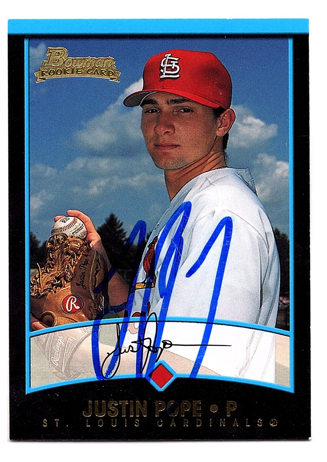 Justin Pope Autograph RC On a 2001 Bowman DPs - St. Louis Cardinals | eBay