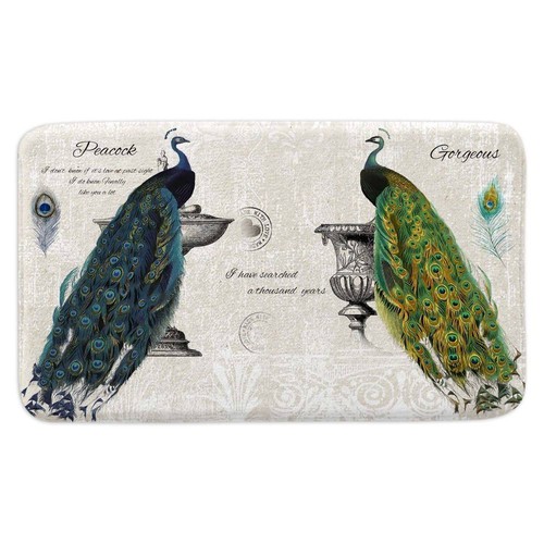Peacock Mat Soft Foam for Bath Indoor Absorbent Kitchen Rugs Washable ...
