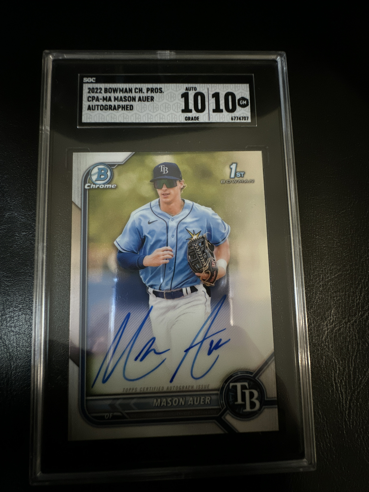 Mason Auer 2022 Bowman Chrome Auto 1st RC Tampa Bay Rays SGC 10 GEM ...