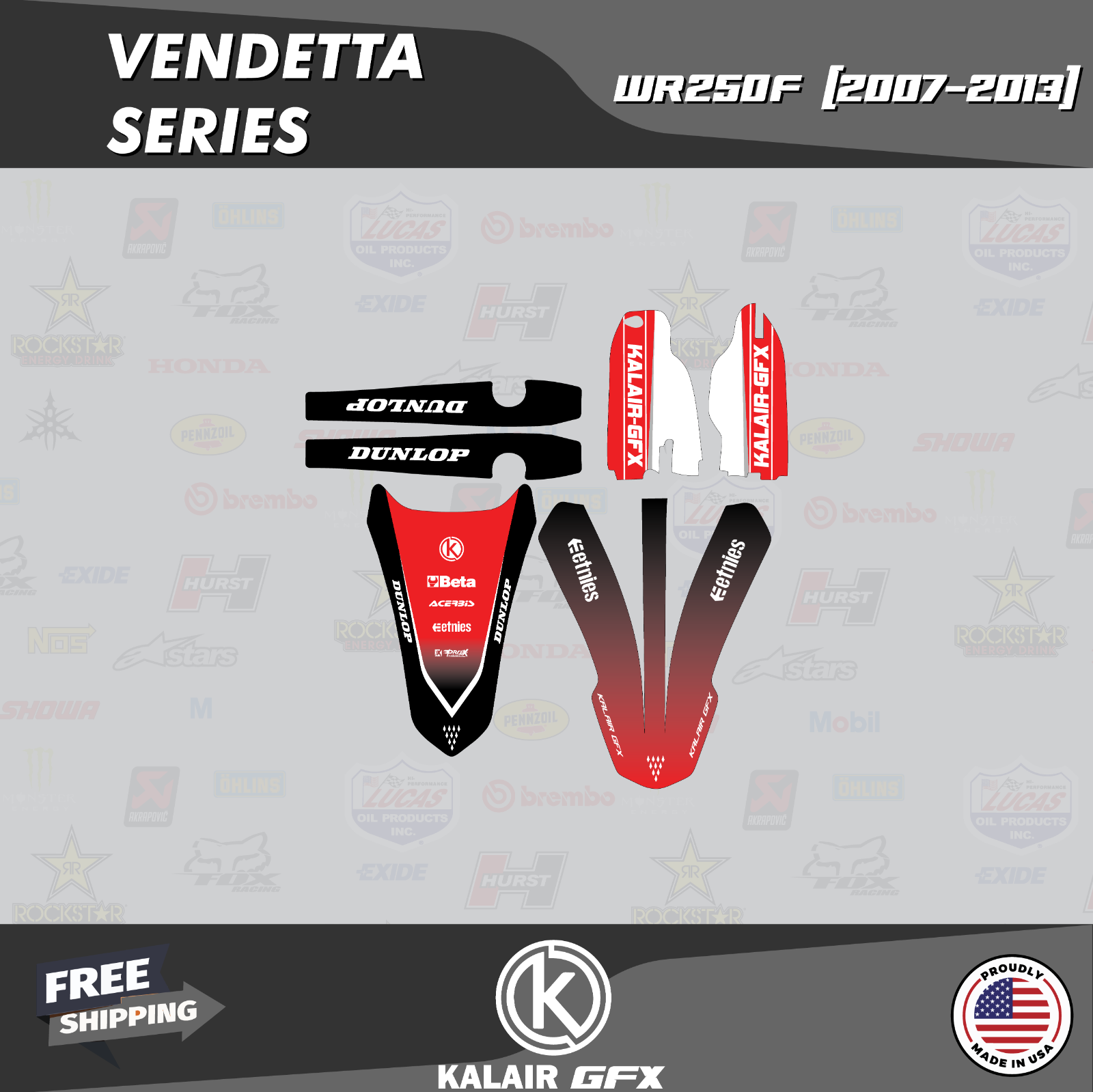 Graphics Kit for YAMAHA WR250F 2007 2008 2009 2010 2011 2012 2013 ...