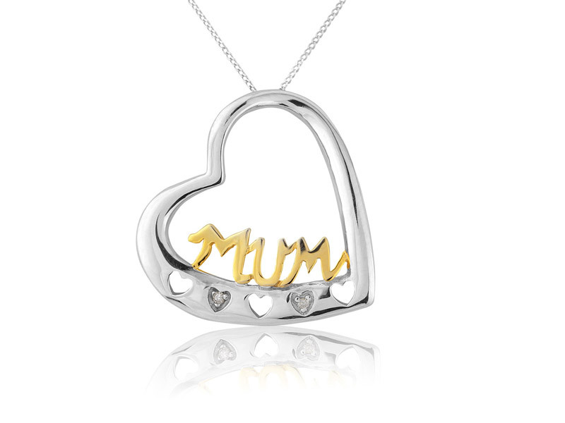 9ct White 9ct Yellow Mum Diamond Set Mum Pendant With Chain 0.01ct | eBay