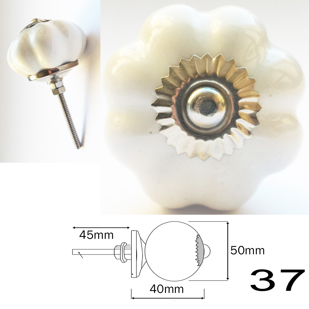 WHITE Door Knobs Ceramic OVER 50 DESIGNS Handles Cupboard Drawer Pulls ...