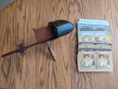 ANTIQUE STEREOSCOPE STEREOPTICON VIEWER WITH STEREOVIEWS,19TH CENTURY ...