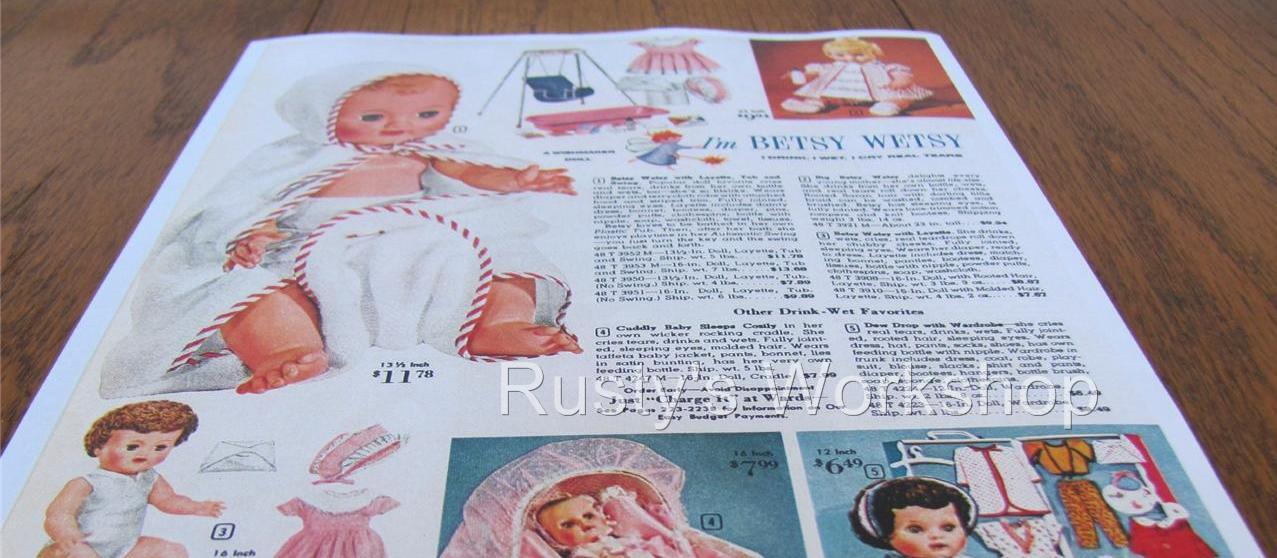 1961 Ideal BIG BETSY WETSY Doll & SWING /DEW DROP Doll Catalog AD ...