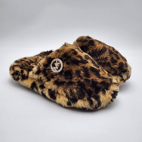 Michael Kors Jet Set Women's Slippers 7 Faux Fur Brown Leopard Slide ...