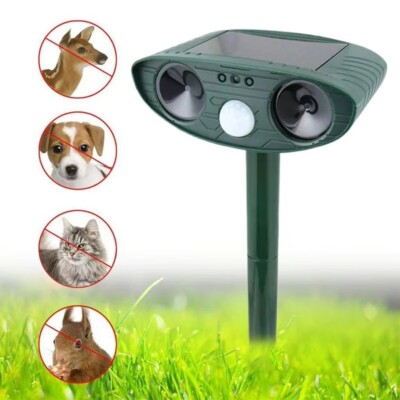 Solar Ultrasonic Dog Cat Repellent Fox Pest Scarer Deterrent Repeller ...