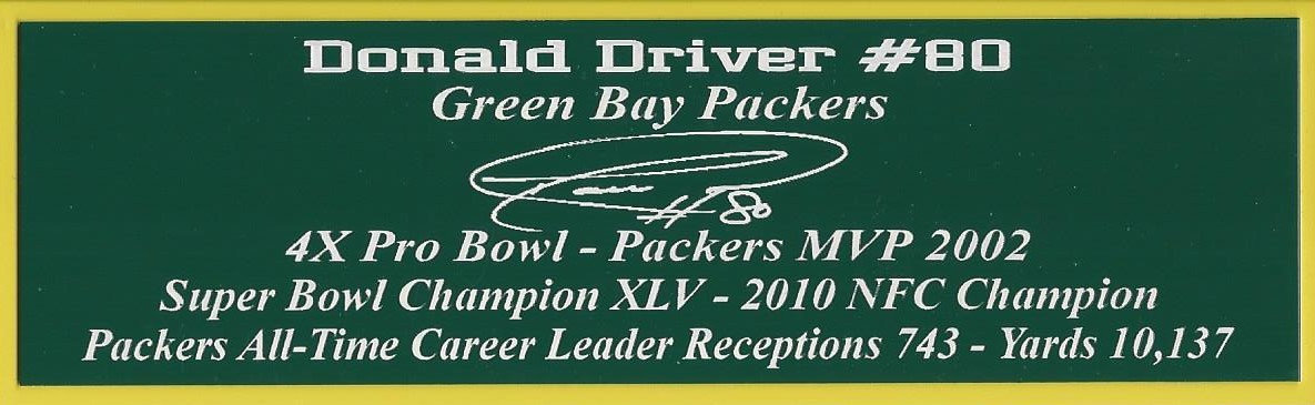 Donald Driver Autograph Nameplate Green Bay Packers Helmet Photo Ball ...