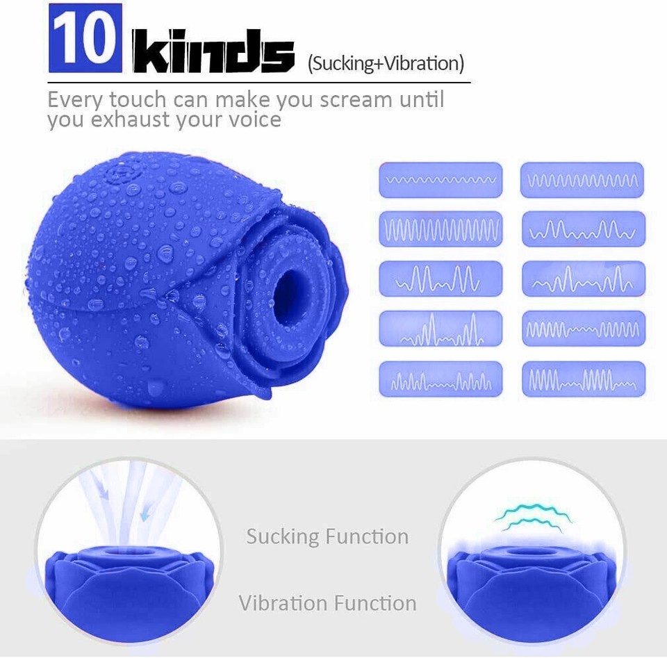 Blue Rose Toy Clit Nipple G-Spot Suction Sucking Vibrator Massager For ...