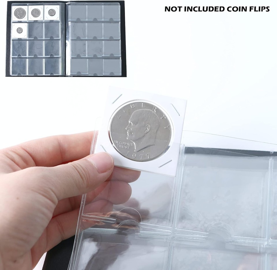 Coin Flip Holder Albums - 120 Pockets 2x2 Coin Flips Coin Storage Books ...