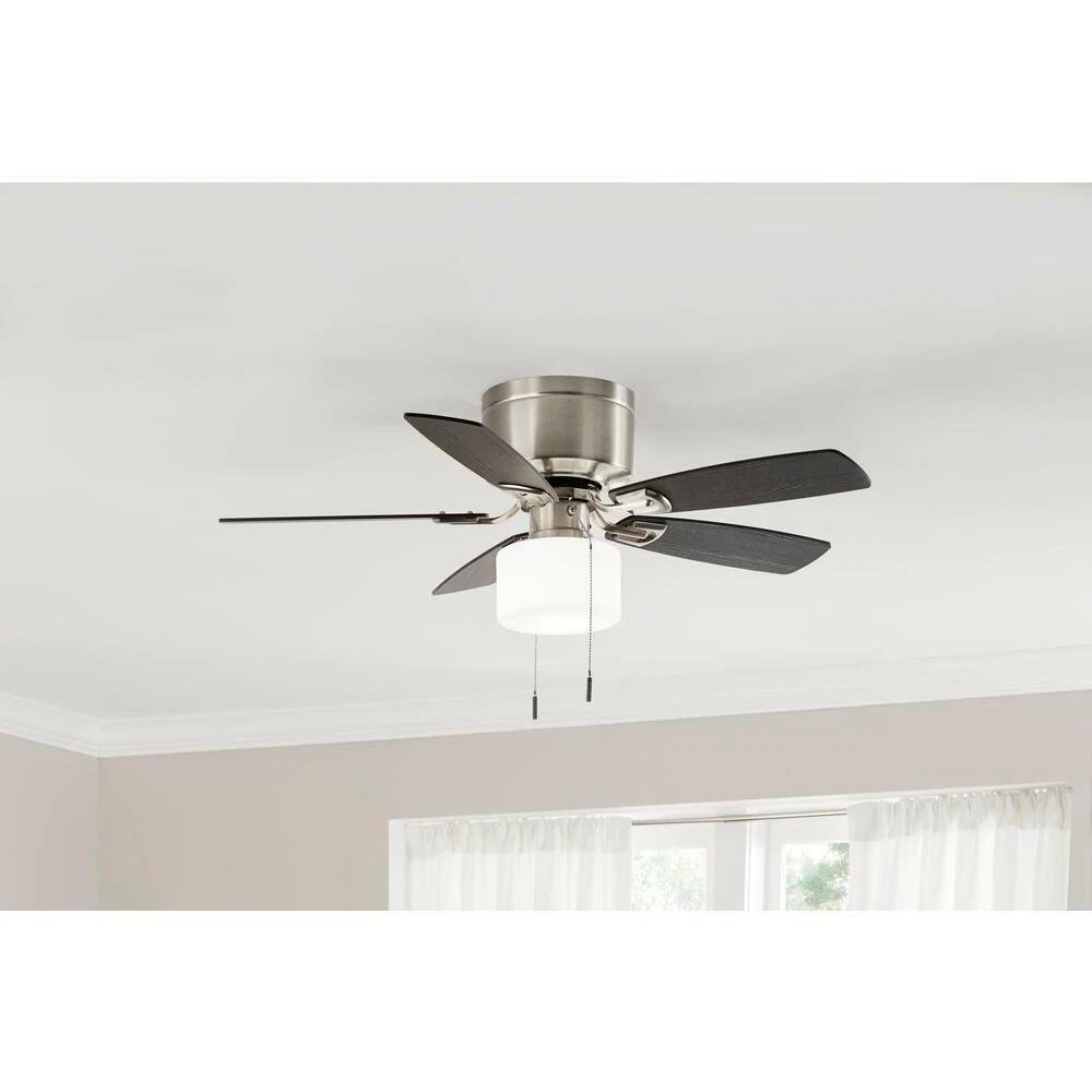 42 Brushed Nickel Ceiling Fan With Light | Shelly Lighting