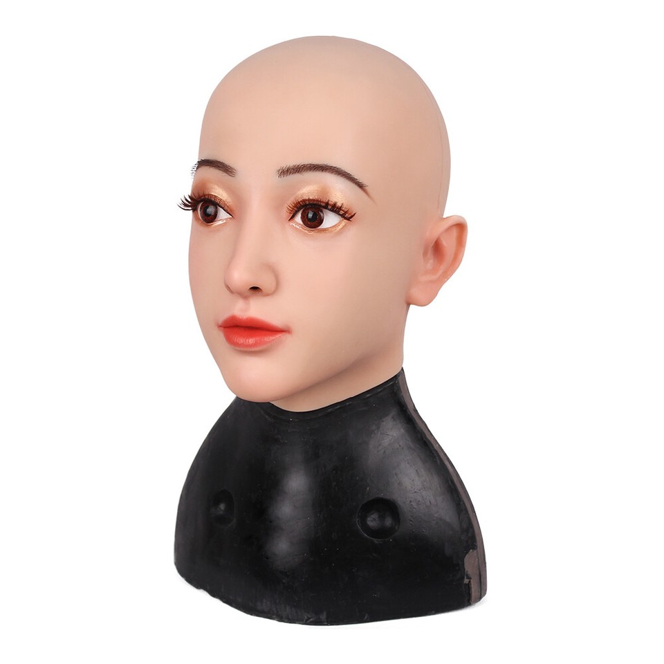 Realistic Silicone Female Face Mask Crossdresser Head Mask For women ...