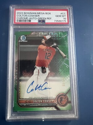 2022 Bowman Mega Box-Colton Cowser Green Refractor Auto /99 Mojo Psa 10 ...