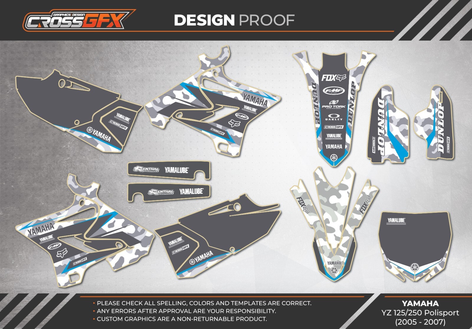 2005 2006 2007 YZ 125 250 Graphics Kit For YAMAHA YZ125 YZ250 Polisport ...