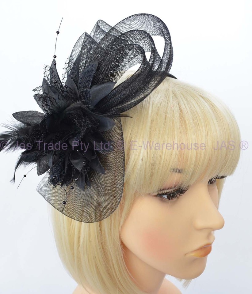 Spring Race Racing Party Melbourne Cup Feather Fascinator Headband Clip ...