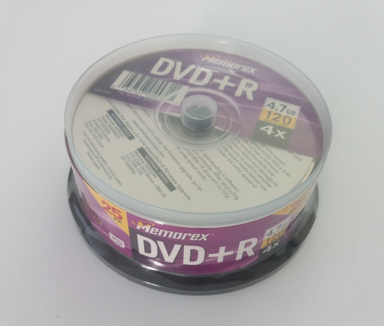 NEW IN BOX Memorex 4.7 GB 4x 120 Minutes DVD+R Media 25-Pack Spindle | eBay