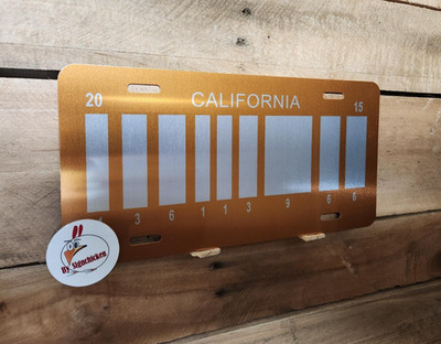 ORANGE BAR CODE LICENSE PLATE, prop, BACK TO THE FUTURE, OUTATIME ...