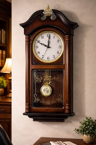 Kirch N111WD Vintage Style Wall Clock Pendulum Battery Operated Non ...