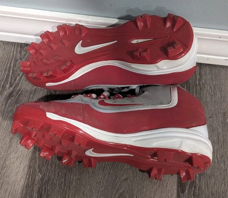 NIKE BSBL Huarache Pro Men's Baseball Cleats Gray Red White 9.5 Mens ...